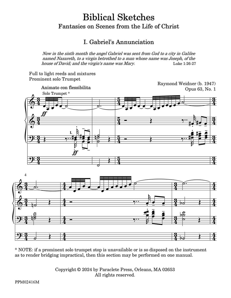 Biblical Sketches for Organ - Raymond Weidner – Coulsons Sheet Music